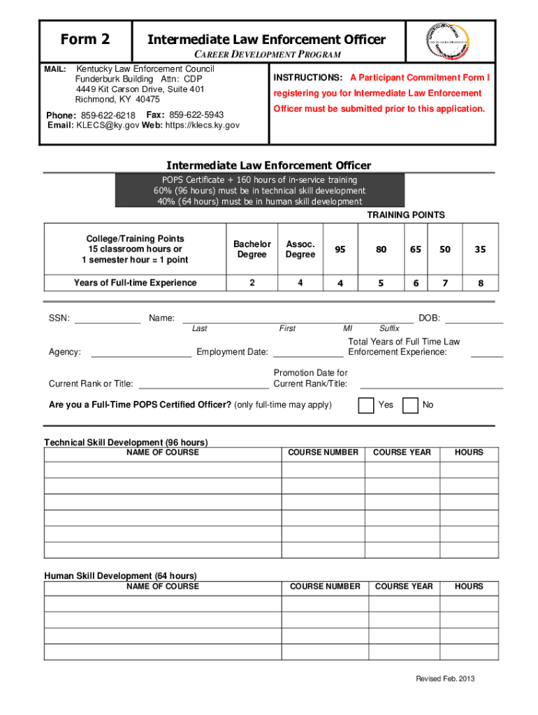 Fillable Online Form 2 Intermediate Law Enforcement Officer Fax Email ...