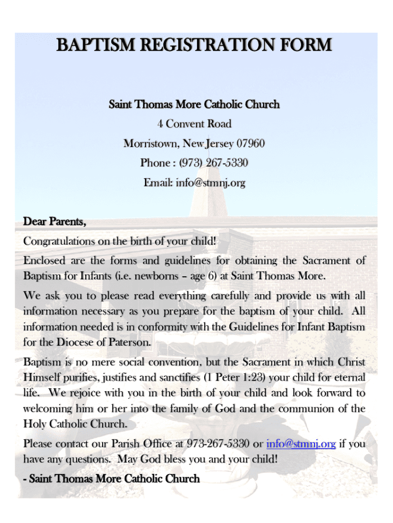 Fillable Online St Thomas More Baptism Request Form.docx Fax Email ...