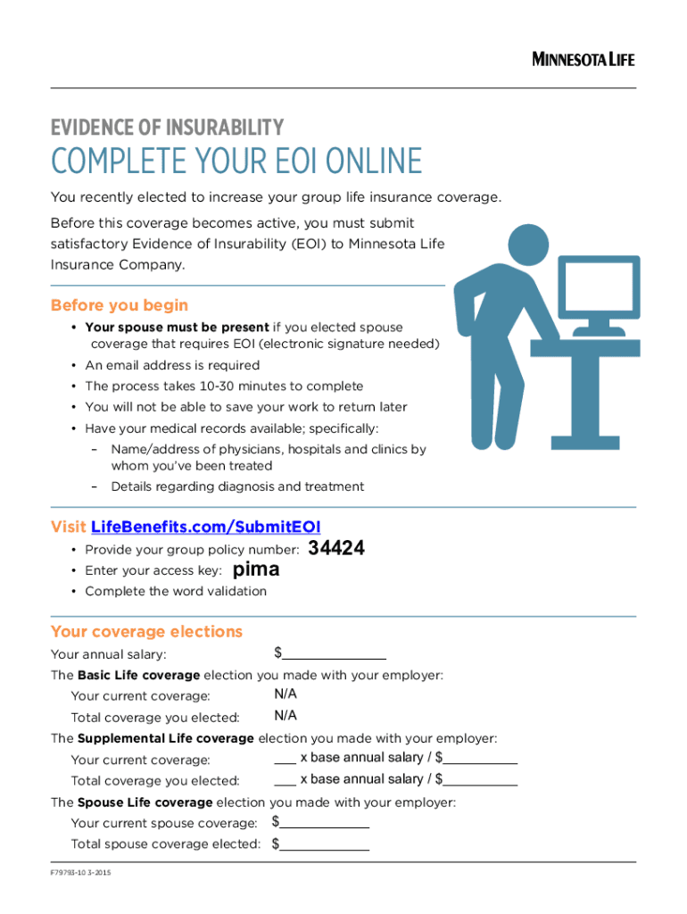 Fillable Online webcms.pima.govUserFilesServersEVIDENCE OF INSURABILITY COMPLETE YOUR EOI ONLINE ...