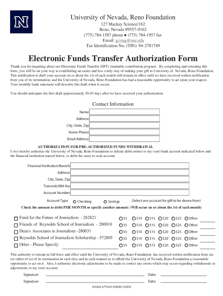 Fillable Online www.spantosoft.comdargivingFoundation Electronic Funds ...
