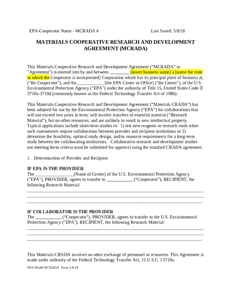 Materials Cooperative Research and Development Agreement ... Doc ...