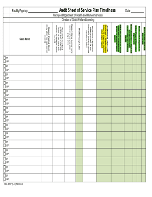Fillable Online Audit Sheet of Service Plan Timeliness, CWL-2287 Fax ...