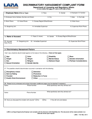 Fillable Online DISCRIMINATORY HARASSMENT COMPLAINT FORM Fax Email ...
