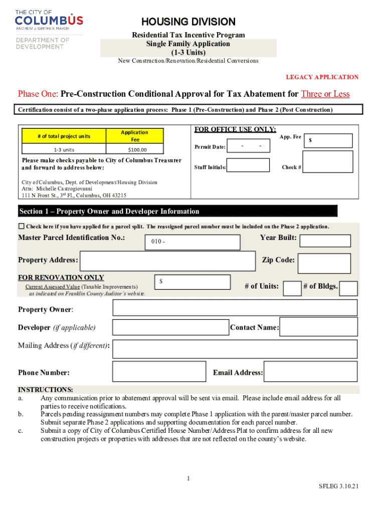 Fillable Online Community Reinvestment Area Residential Tax Incentive ...