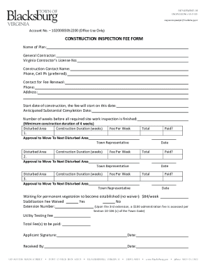 Fillable Online CONSTRUCTION INSPECTION FEE FORM Fax Email Print ...