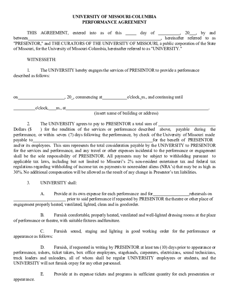 Fillable Online performance-agreement-form Fax Email Print - pdfFiller
