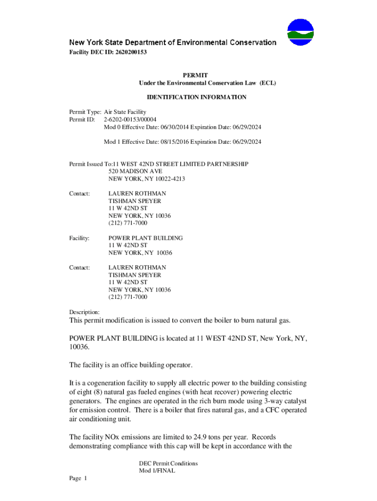 Fillable Online This permit modification is issued to convert the ...