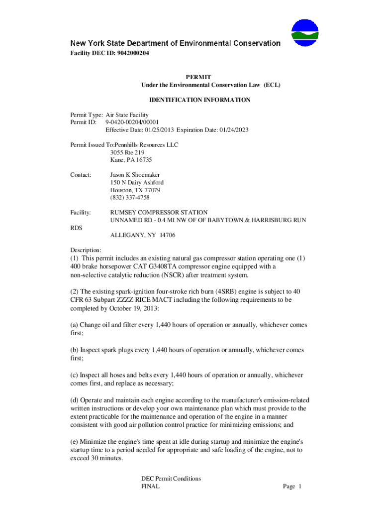 Fillable Online (1) This permit includes an existing natural gas ...