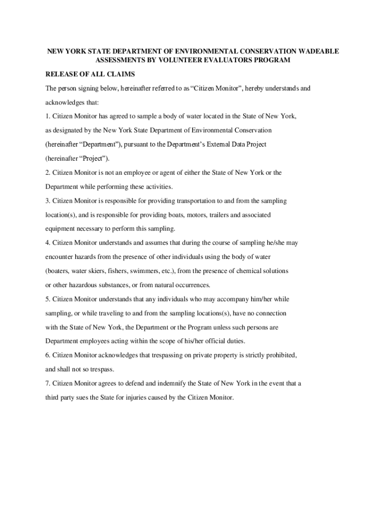 Fillable Online Fillable Online NYSDEC WAVE Program Release of All ...