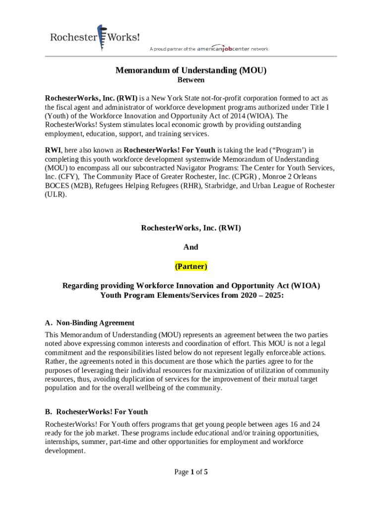 Update to Memorandum of Understanding (MOU) Doc Template | pdfFiller