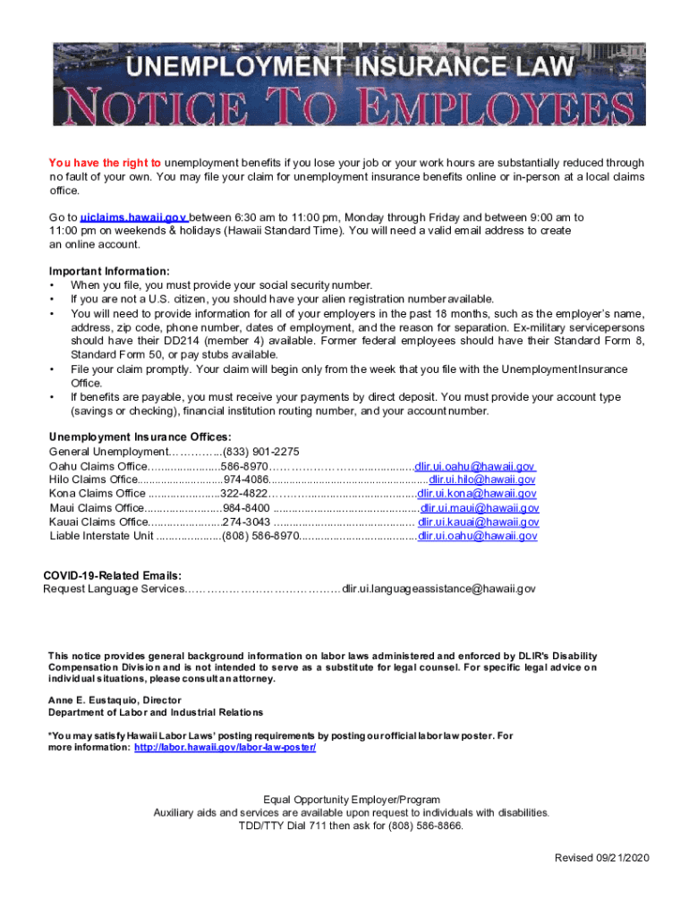 Fillable Online labor.hawaii.govuifilesuiclaims.hawaii.gov Important ...