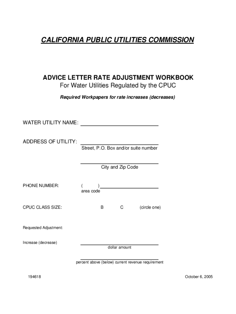 Fillable Online docs.cpuc.ca.govpublishedReportAL Rate Adjustment ...