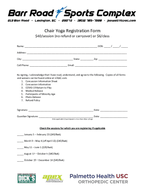 Fillable Online Chair Yoga Registration Form Fax Email Print - pdfFiller