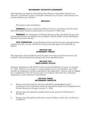 Fillable Online Retirement Incentive Agreement Sample ContractsLaw ...