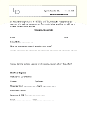 Fillable Online COSMETIC INTEREST FORM Fax Email Print - pdfFiller