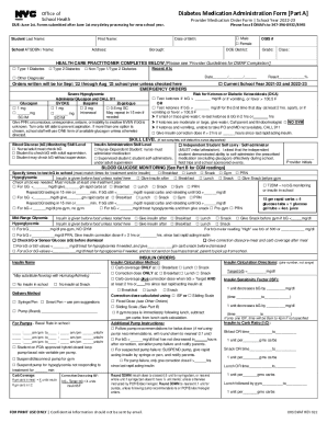 Fillable Online Diabetes Medication Administration Form Fax Email Print ...