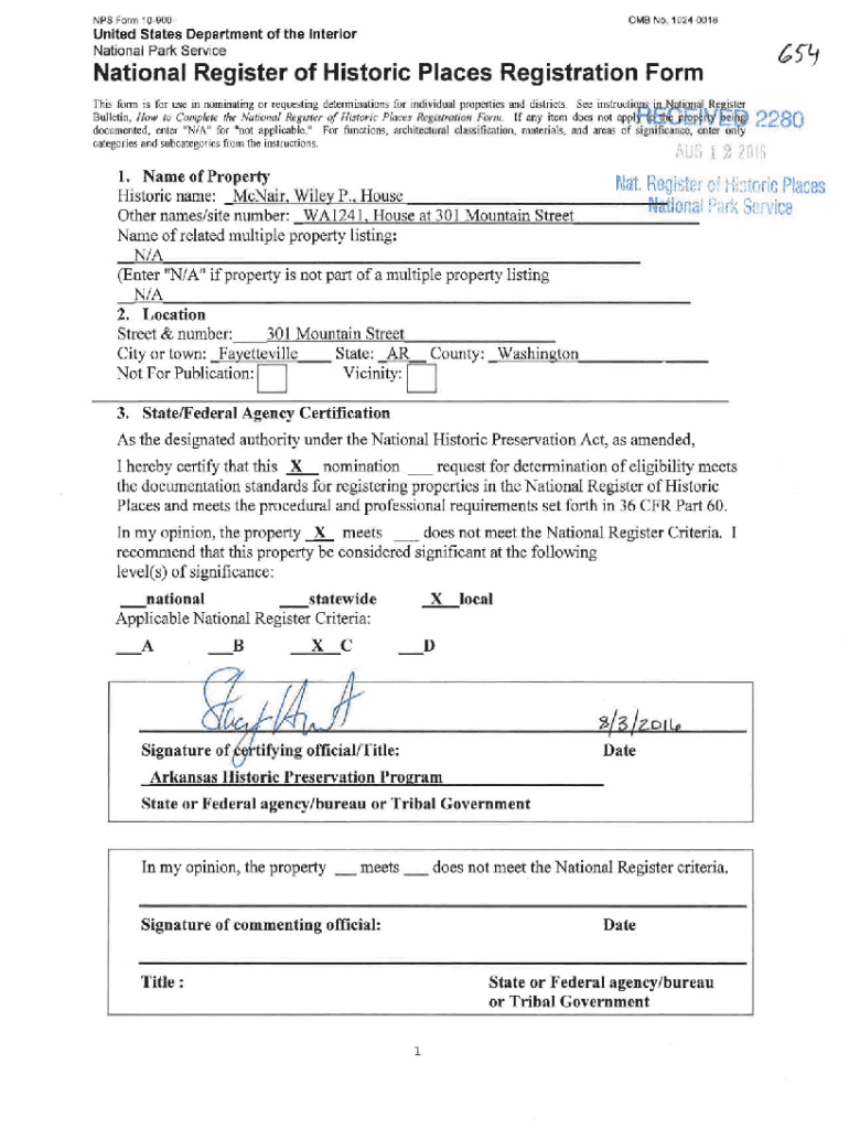 Fillable Online NFS Form 10-900-a 0MB Approval No. 1024-0018 Fax Email ...