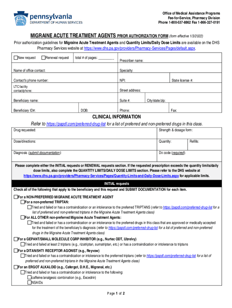 Fillable Online Fillable Online PA DHS - Pharmacy Services Fax Forms ...