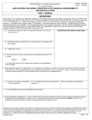 Fillable Online CG-5585. Application for Vessel Certificate of ...