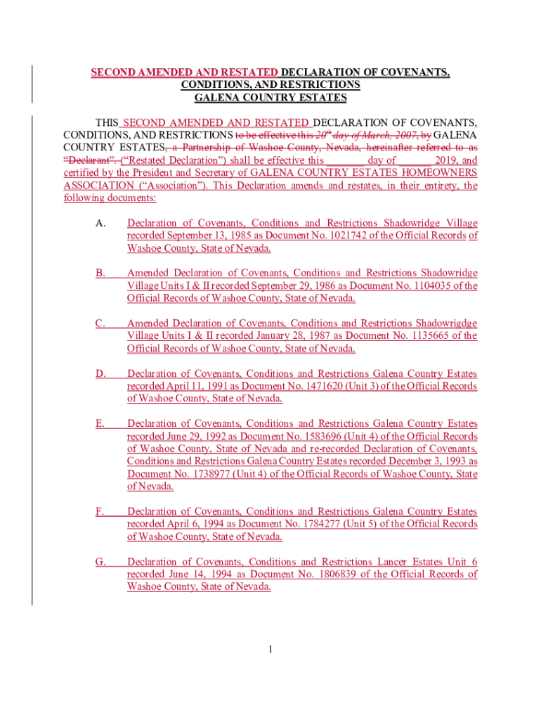 Fillable Online Declaration of Covenants, conditions, and Restrictions ...