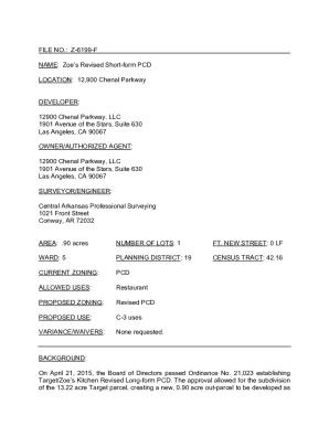 Fillable Online Z-6199-F NAME: Zoe's Revised Short-form PCD LOCATION ...