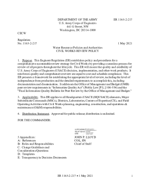 Fillable Online DEPARTMENT OF THE ARMY U.S. ARMY CORPS OF ENGINEERS 441 ...