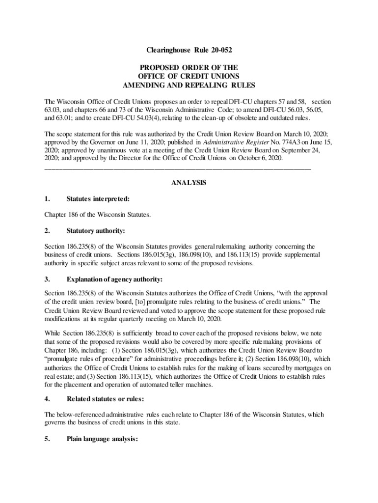 Fillable Online docs legis wisconsin docs.legis.wisconsin.govruletextCR 22-020Clearinghouse Rule ...
