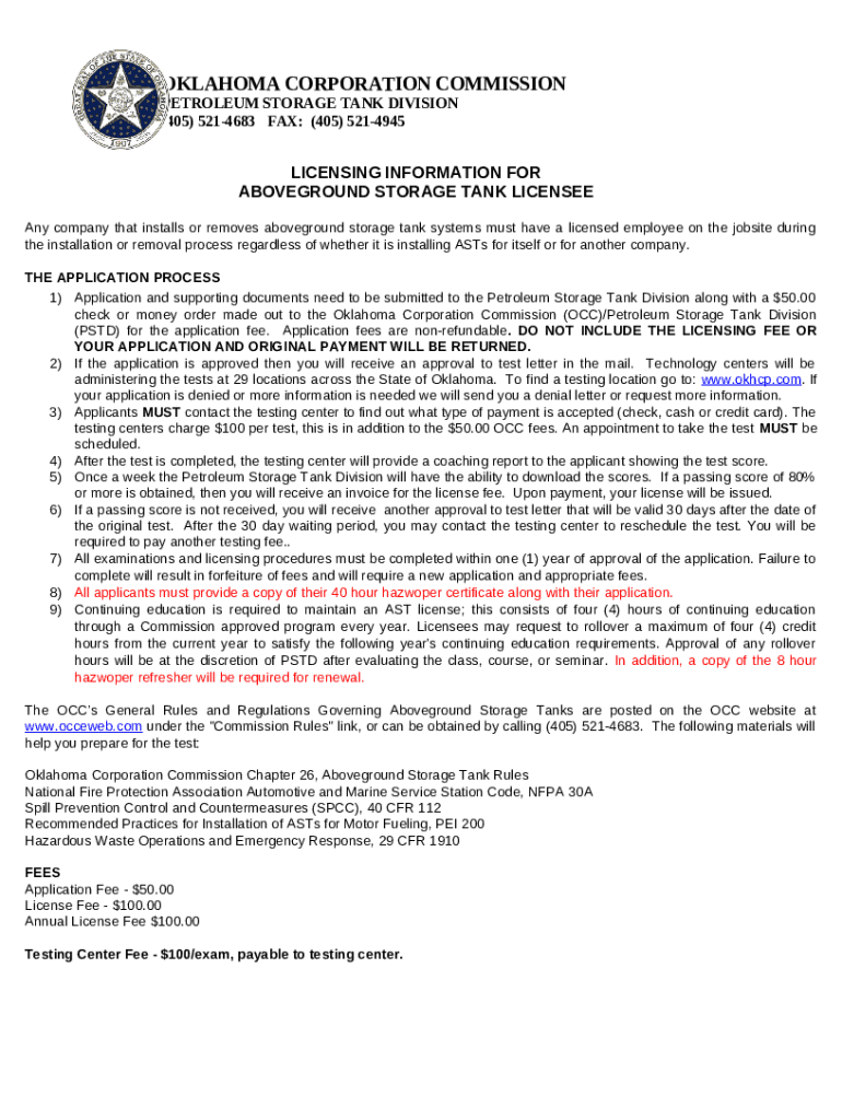 DOC Licensing Ination for Aboveground Storage Tanks - Oklahoma.gov Doc ...