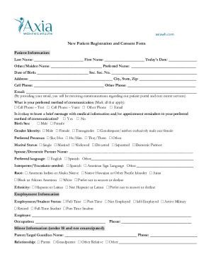 Fillable Online PATIENT REGISTRATION & CONSENT FORM Fax Email Print ...