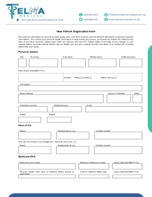 Fillable Online hansonmedicals.com.aunew-patient-registration-formNew Patient Registration Form ...