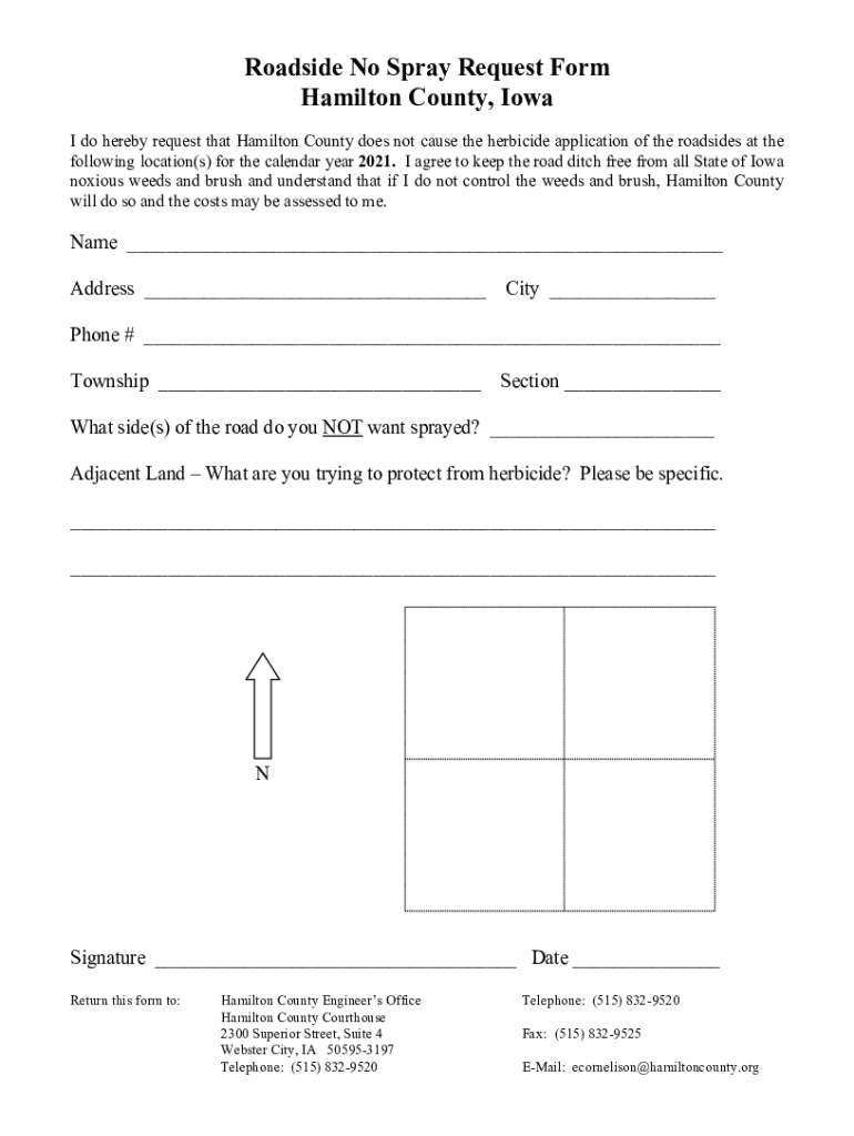 Fillable Online Fillable Online hamiltoncounty Roadside No Spray ...