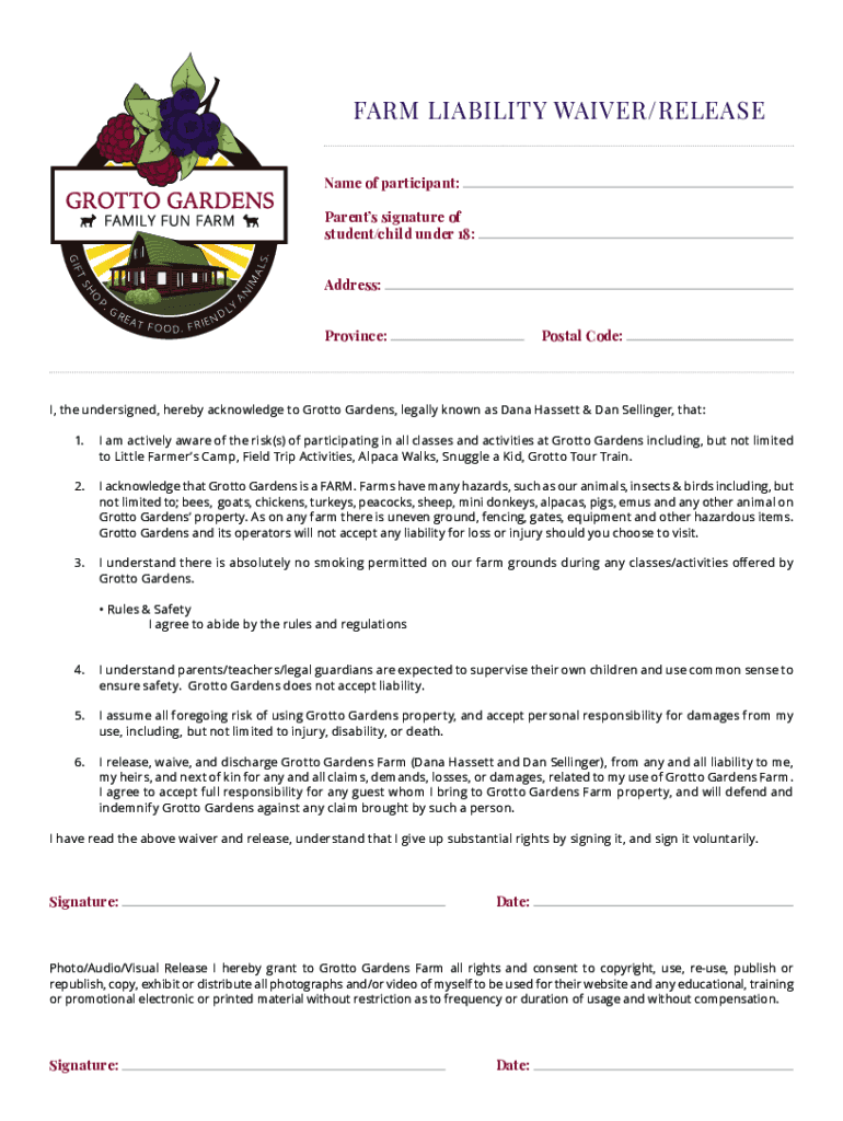 Fillable Online PARTICIPANT LIABILITY WAIVER AND RELEASE Fax Email ...