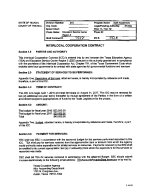 Fillable Online INTERLOCAL COOPERATION CONTRACT - Texas Education ...