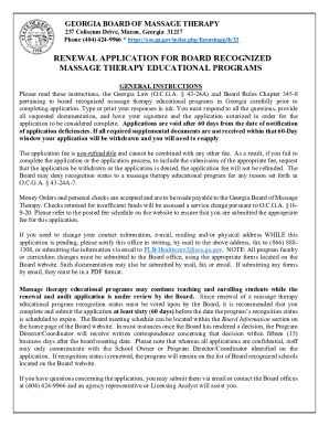 Fillable Online sos ga RENEWAL APPLICATION FOR BOARD RECOGNIZED MASSAGE ...