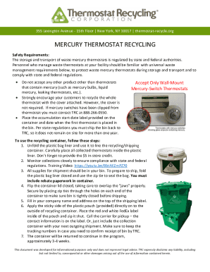 Fillable Online MERCURY THERMOSTAT RECYCLING Fax Email Print - pdfFiller