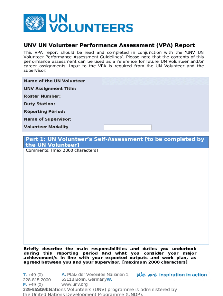 NEW UN Volunteer Perance Asssessment Report Template-English Doc ...