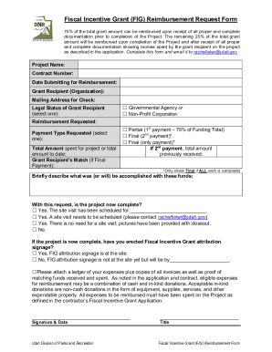 Fillable Online Fiscal Incentive Grant (FIG) Reimbursement Request Form ...