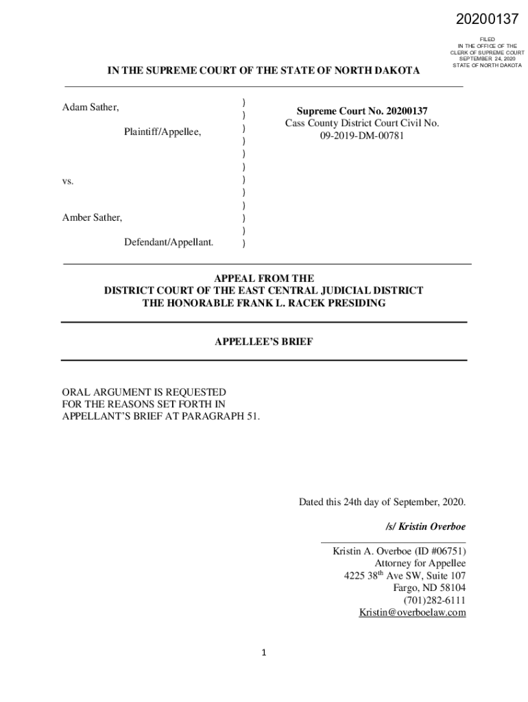 Fillable Online North Dakota Court System - District Court ...