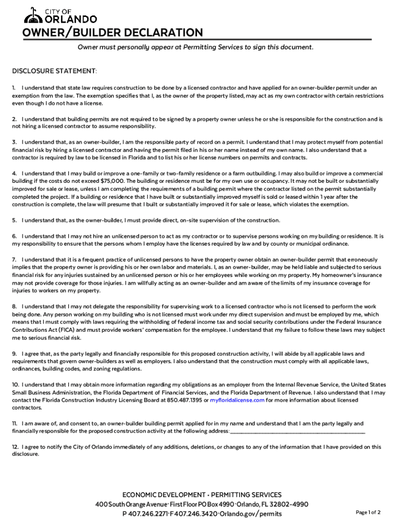 Fillable Online fill.ioOWNER-BUILDER-DECLARATIONFill - Free fillable ...