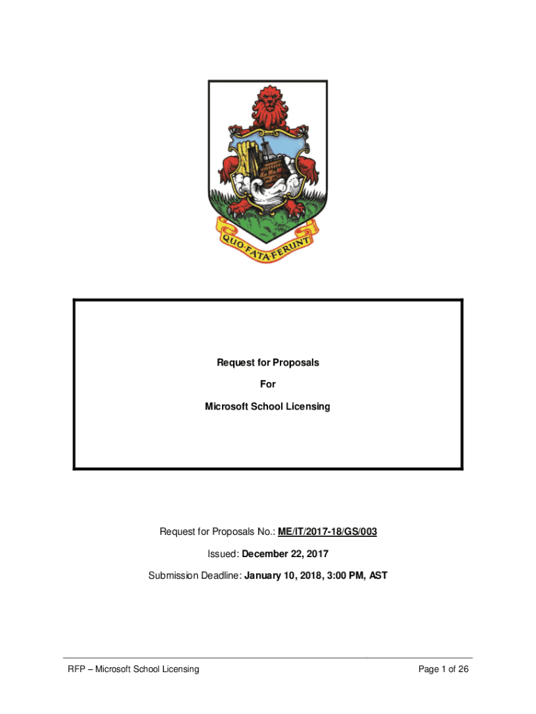Fillable Online Request for Proposal MICROSOFT EES SCHOOL AGREEMENT ...