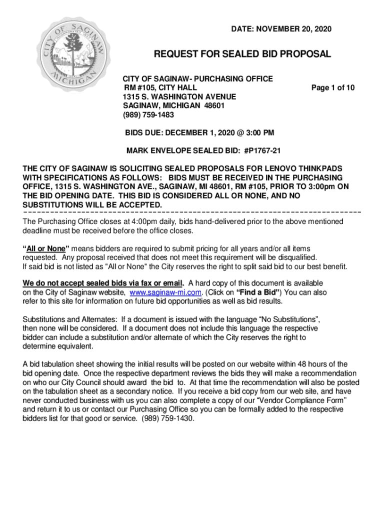 Fillable Online www.bidnet.combneattachmentsREQUEST FOR SEALED BID ...