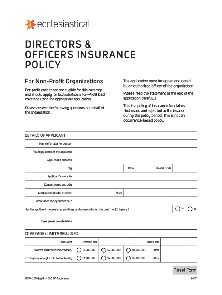 Fillable Online www.travelers.comapps-formsdirectors-officersDirectors & Officers Liability ...
