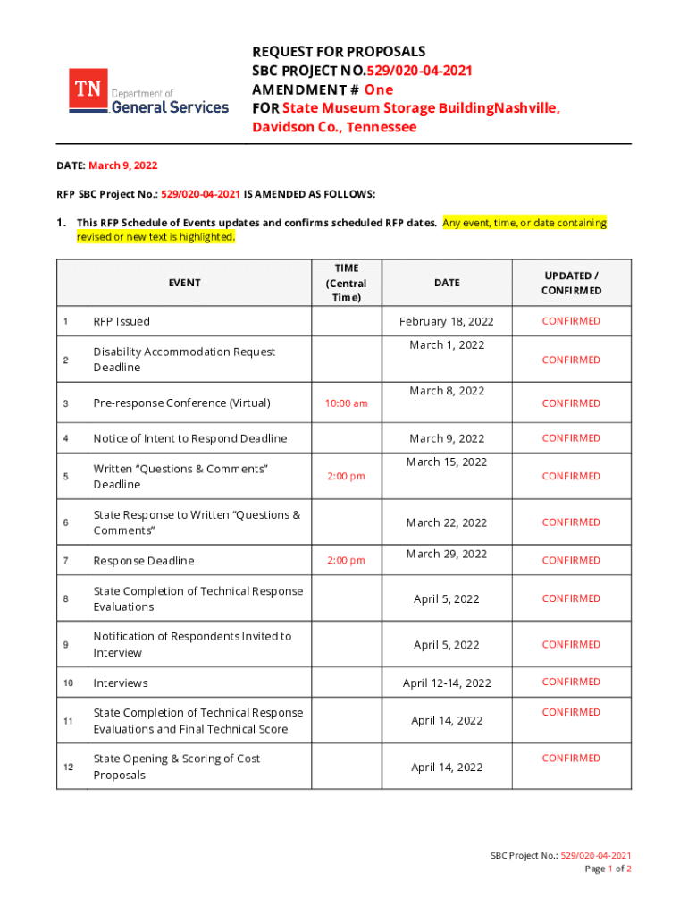 Fillable Online Requests for Proposal (RFPs) - Tennessee State ...