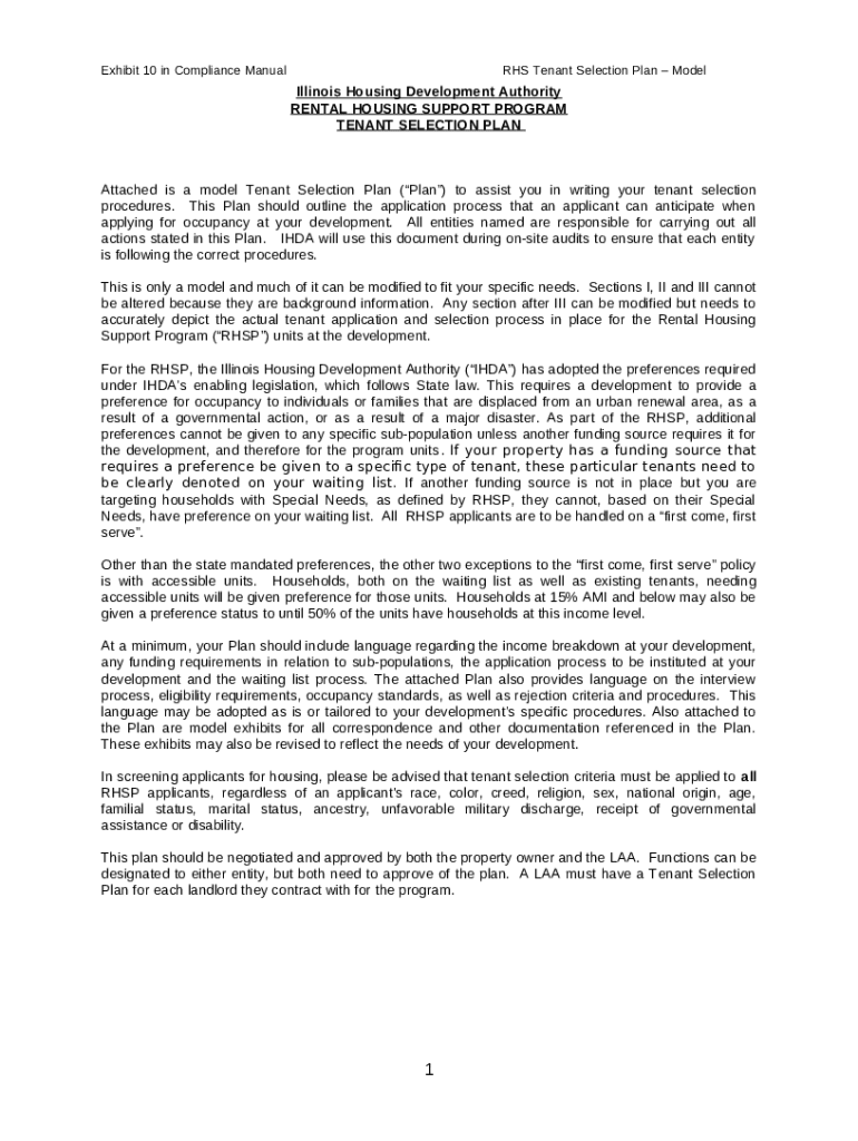 Section 380.312 - Tenant Selection Plan, Ill. Admin. Code ... Doc ...