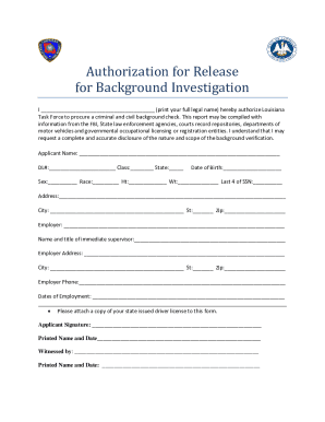 Fillable Online sfm dps louisiana Free Background Check Authorization ...
