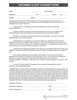 Fillable Online INFORMED CLIENT CONSENT FORM Fax Email Print - pdfFiller
