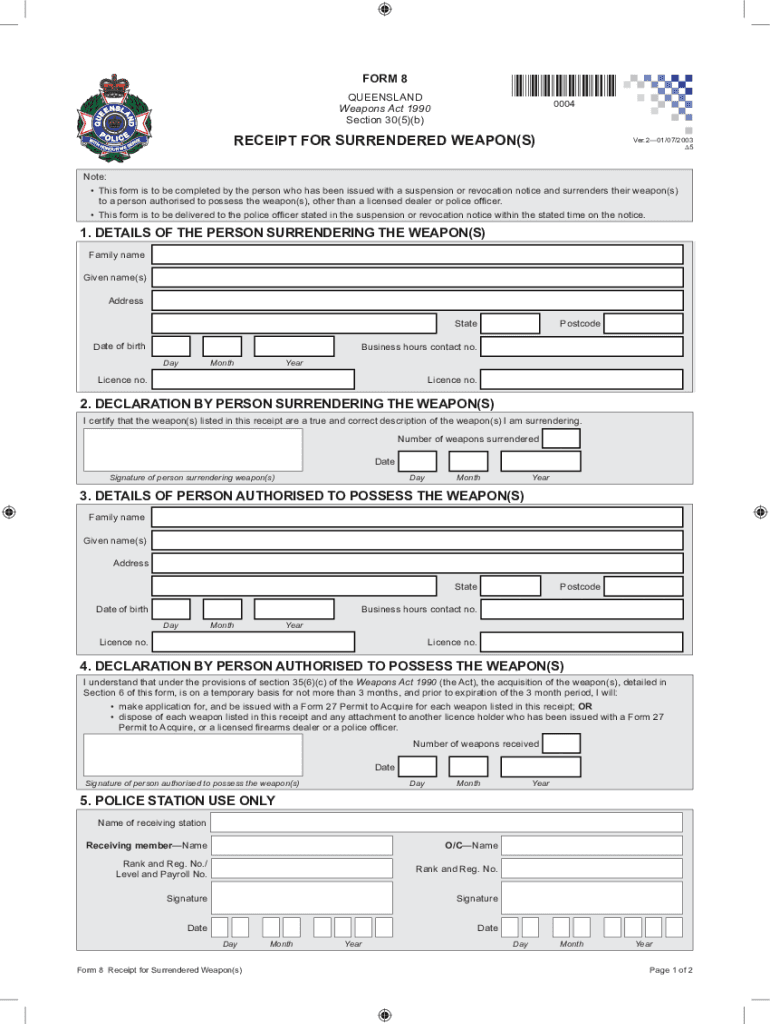 Fillable Online FORM 4 *--0004* - Queensland Police Service Fax Email ...