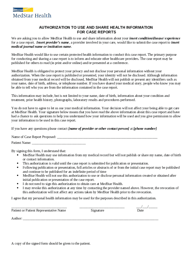 Authorization For Use Or Disclosure MedStar Health ... Doc Template ...
