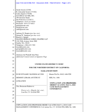 Fillable Online Fillable Online STIPULATION AND PROPOSED ORDER RE ...