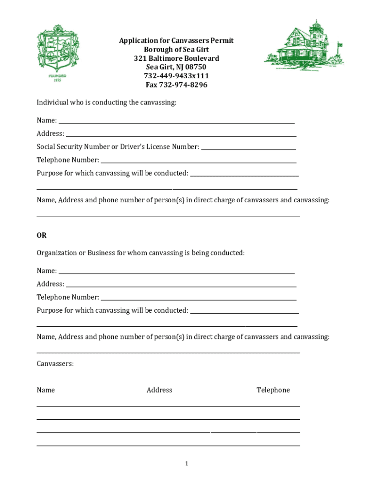Fillable Online Forms Solicitors Canvassers Permit Application.pdf Fax ...